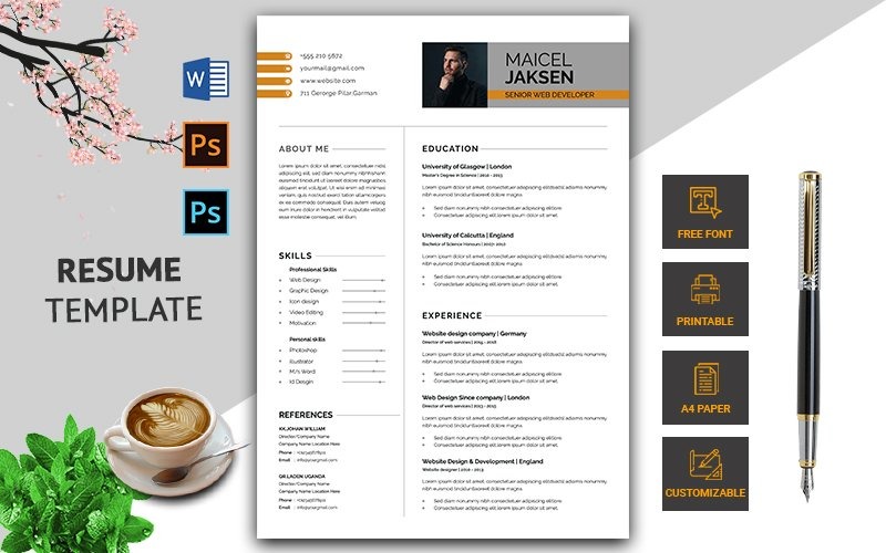 Creative & Modern CV Resume Template - TemplateMonster