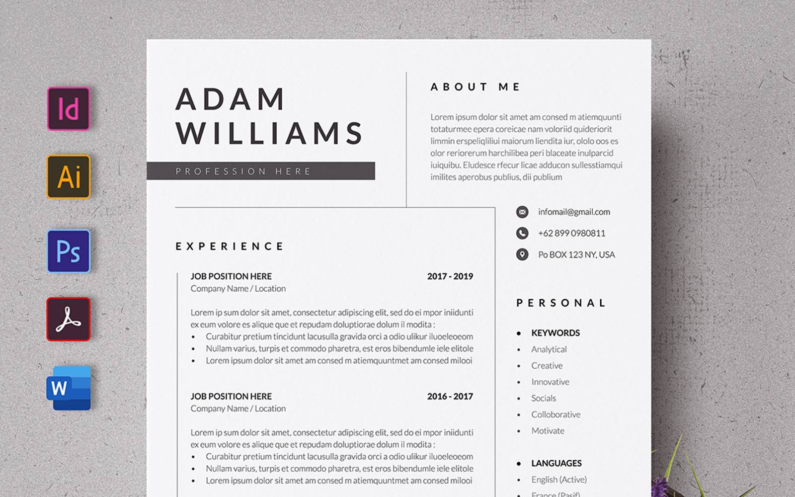 Simple CV Resume Template #108181 - TemplateMonster