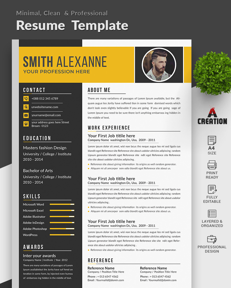 Smith Alexanne Fully Editable CV Resume Template