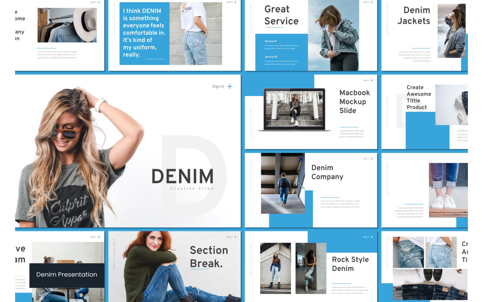 Denim PowerPoint template #108309 - TemplateMonster