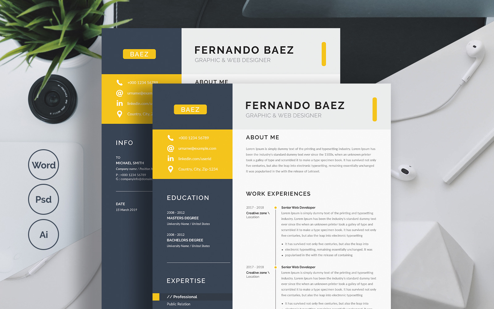 Fernando Baez CV Resume Template #108967 - TemplateMonster
