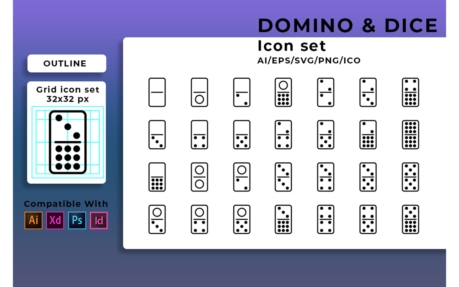 Domino Game Set Icon #109454 - TemplateMonster