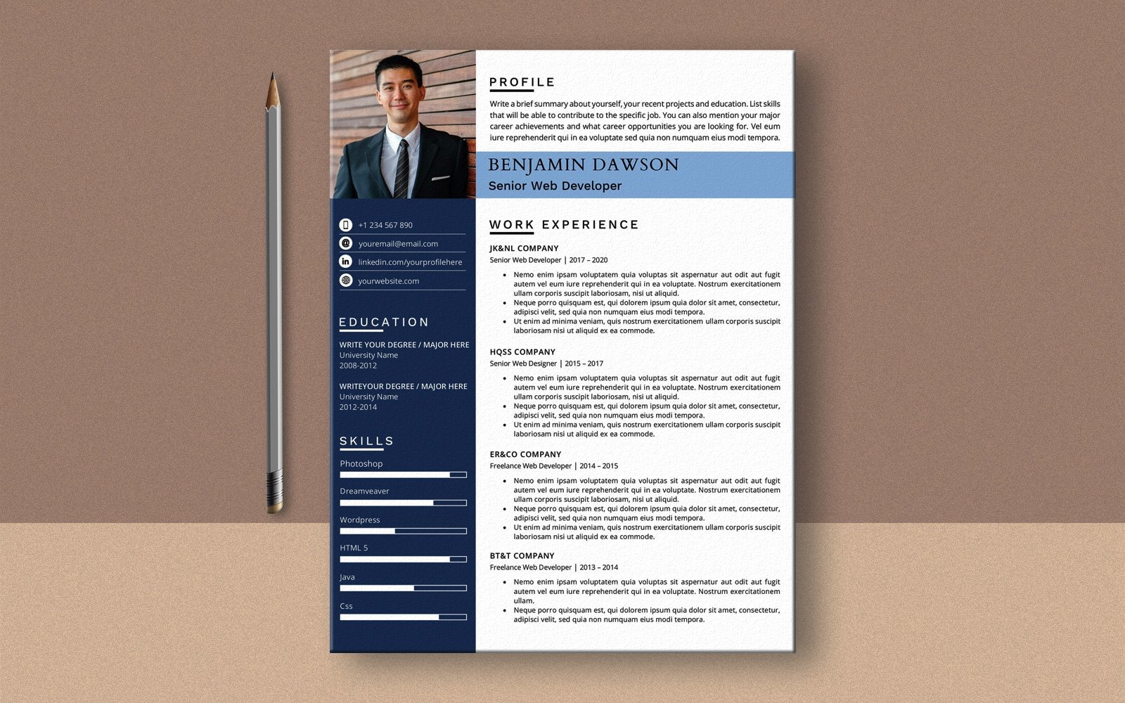 Web Developer Resume Template, Web Developer CV Template For Word