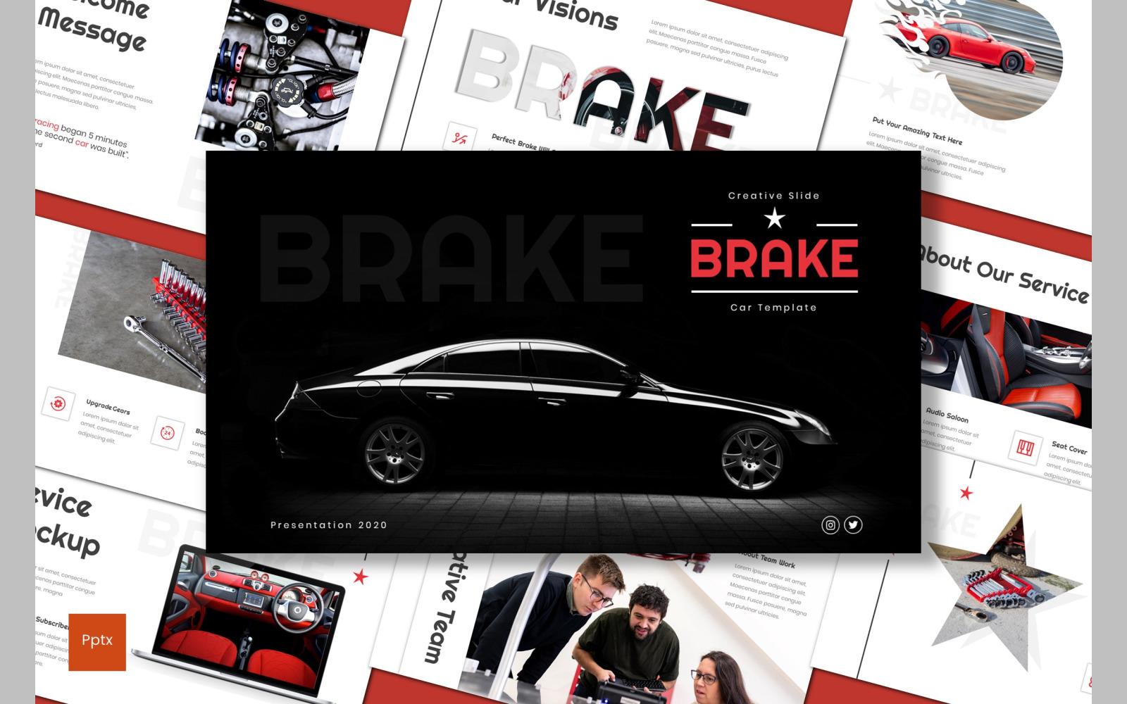 Brake PowerPoint template #110579 - TemplateMonster