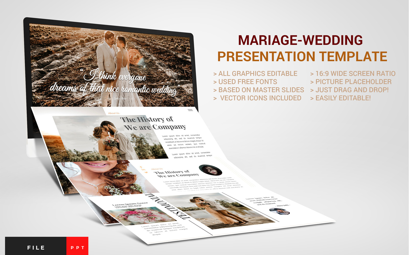 Mariage-Wedding Presentation PowerPoint template