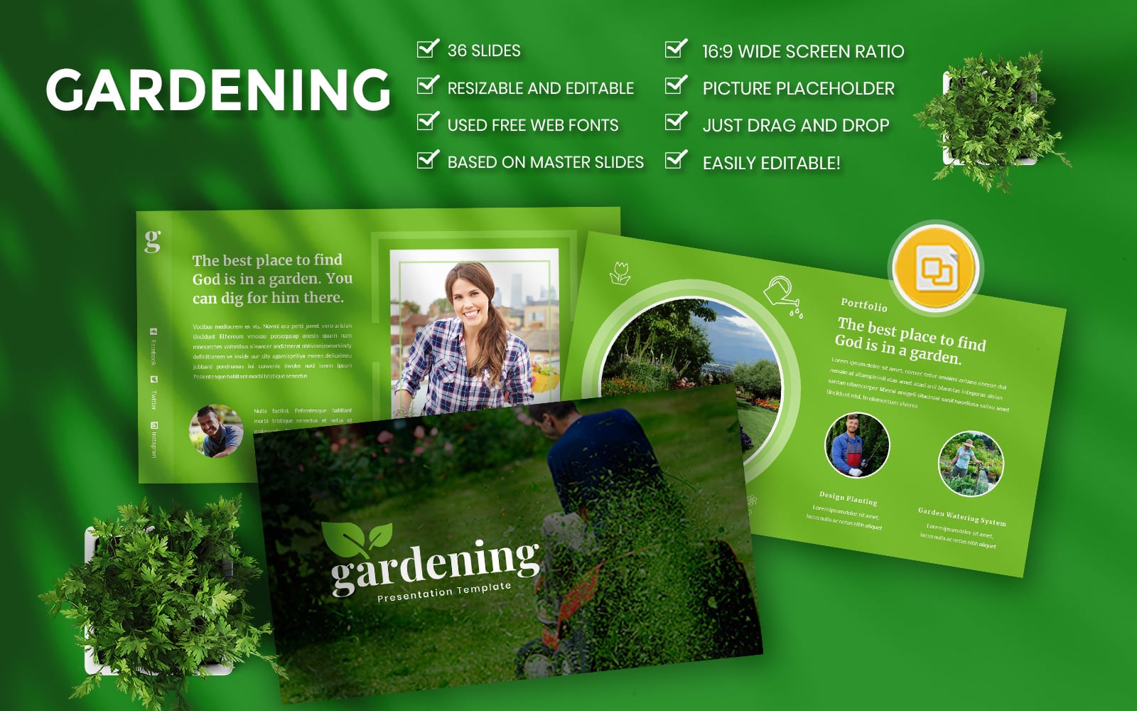 Gardening Presentation Google Slides - TemplateMonster