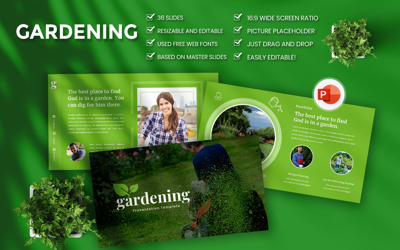 Gardening PowerPoint template #111803 - TemplateMonster