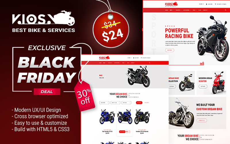 Kiosk Bike - Motor Cycle eCommerce HTML5 Website Template