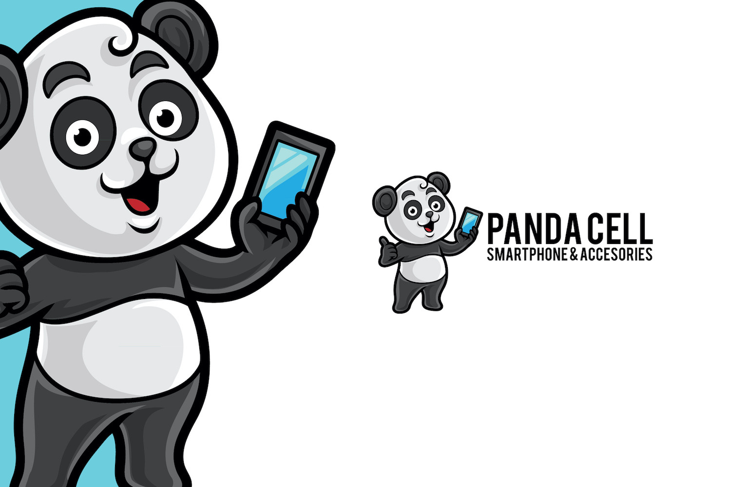 Panda Cellular Mascot Logo Template #113142 - TemplateMonster