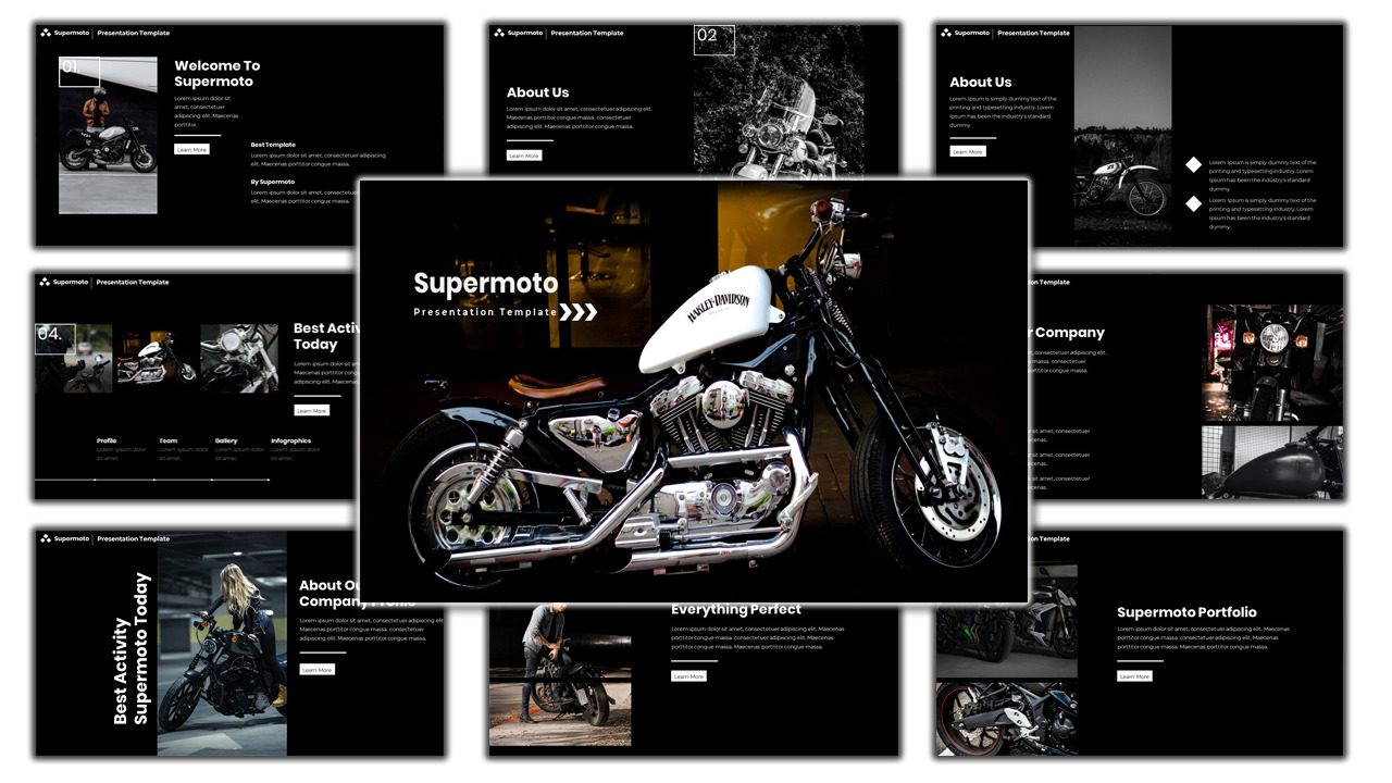 Motorcycle Supermoto PowerPoint template - TemplateMonster