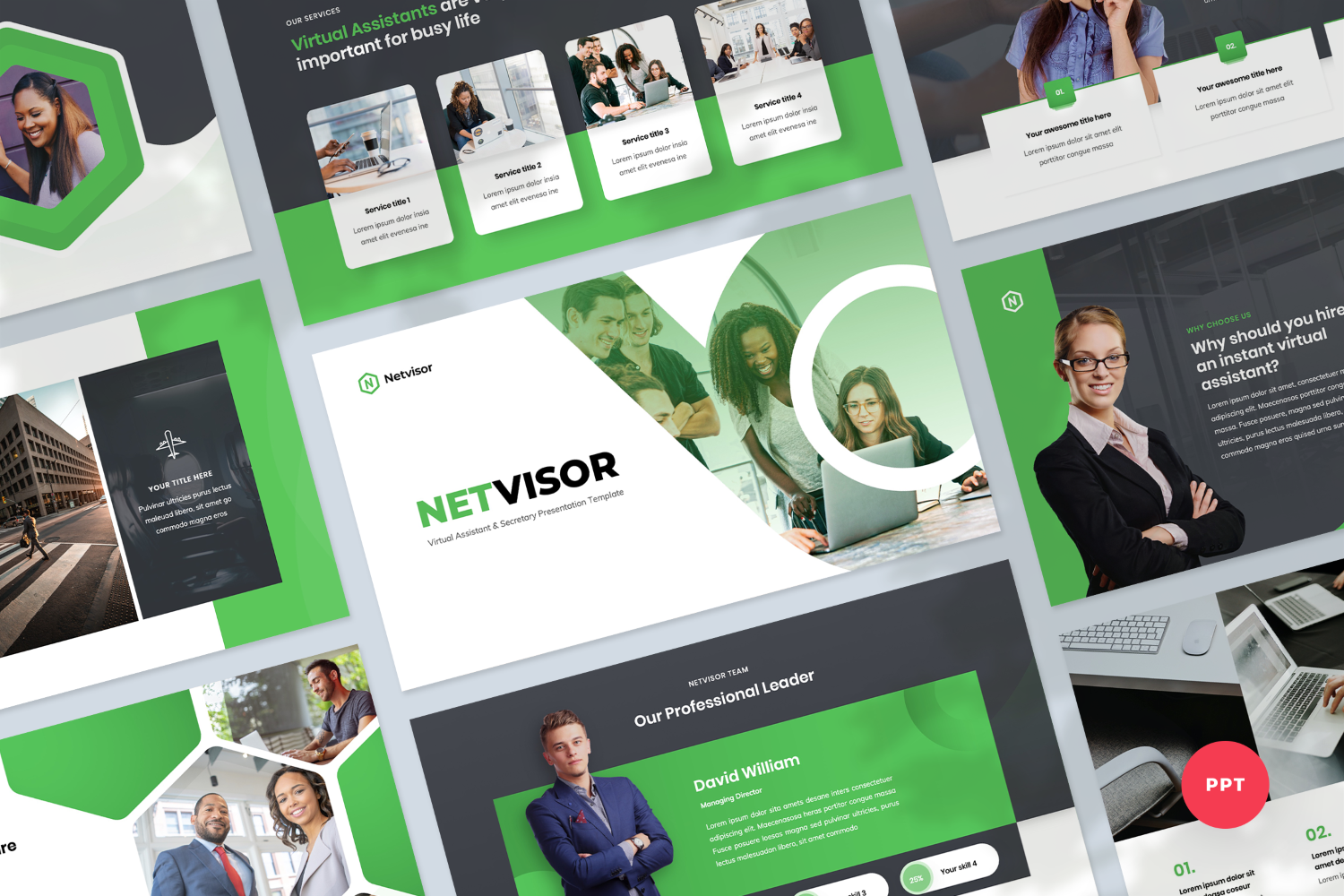 Virtual Assistant & Secretary Presentation PowerPoint template