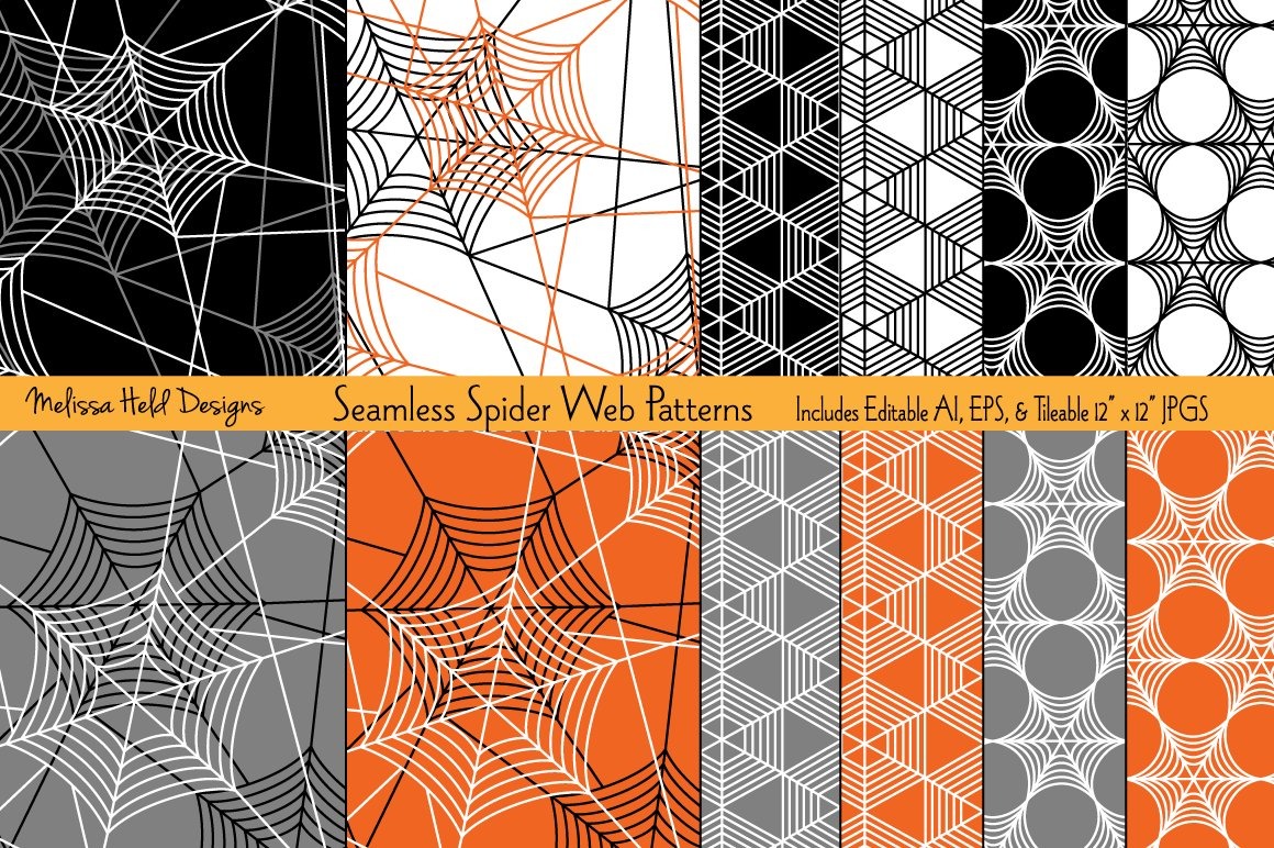 Seamless Spider Web Pattern #115038 - TemplateMonster