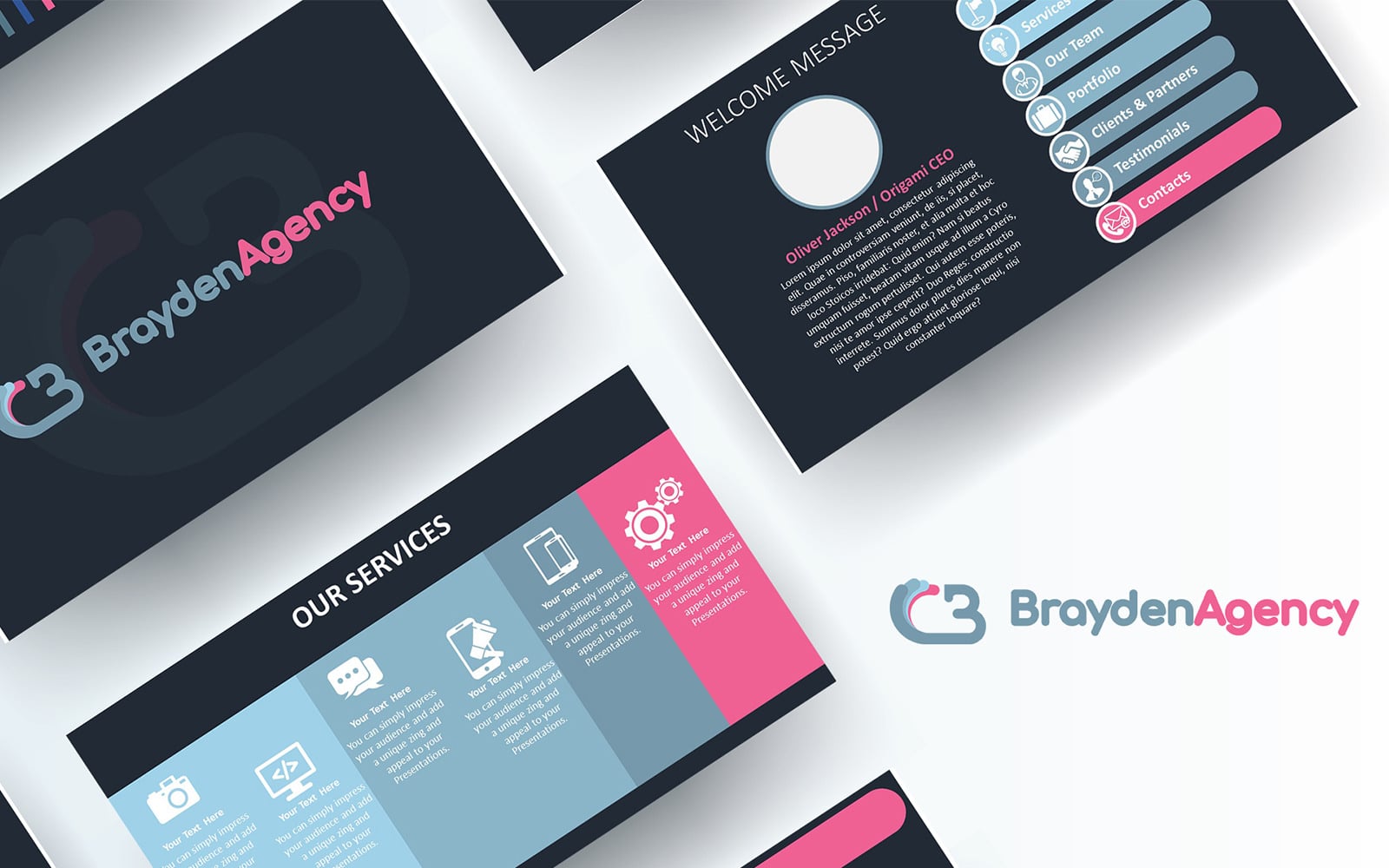 Dark Blue Free Download PowerPoint template - TemplateMonster