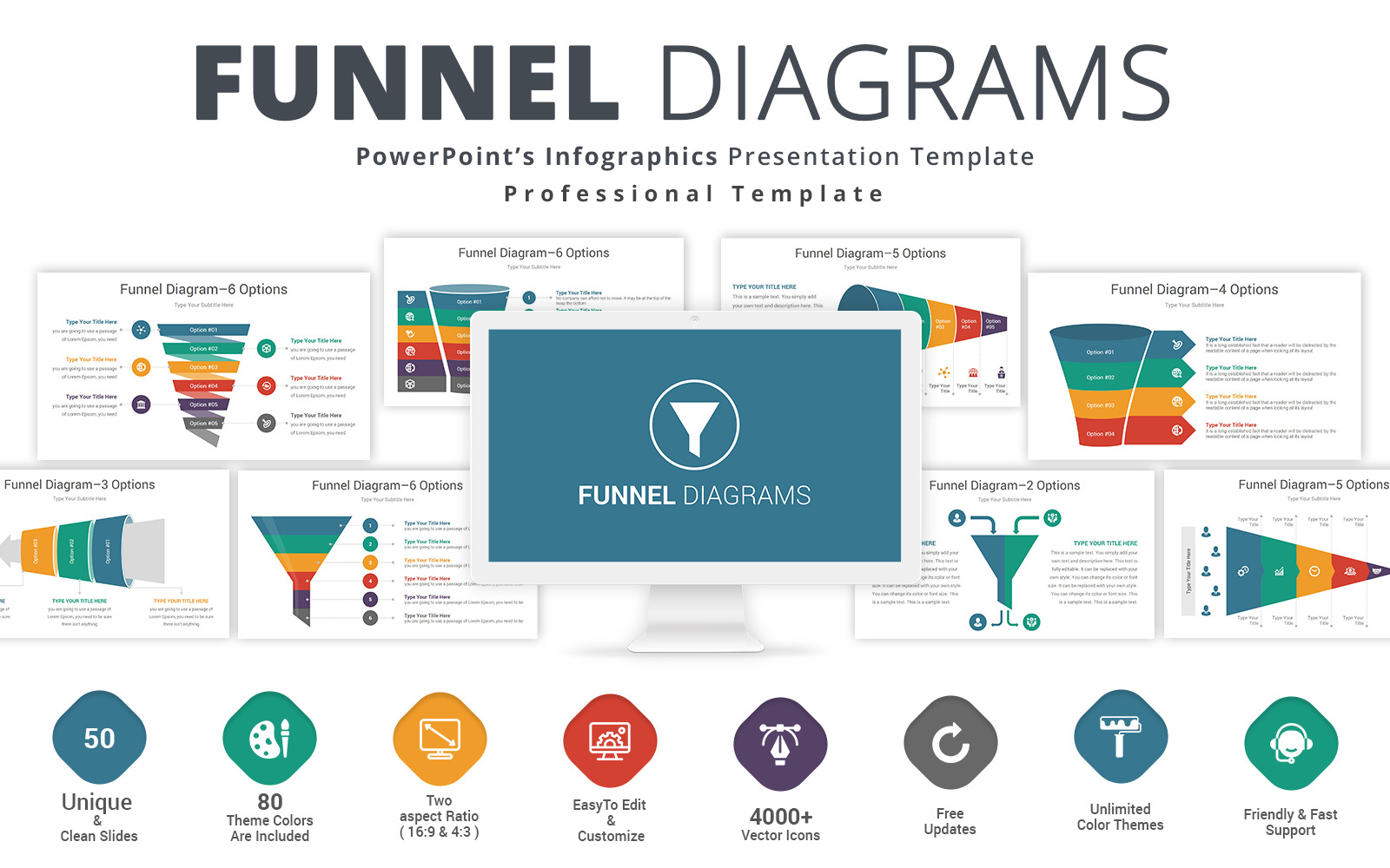 Funnel Diagrams PowerPoint template #115529 - TemplateMonster