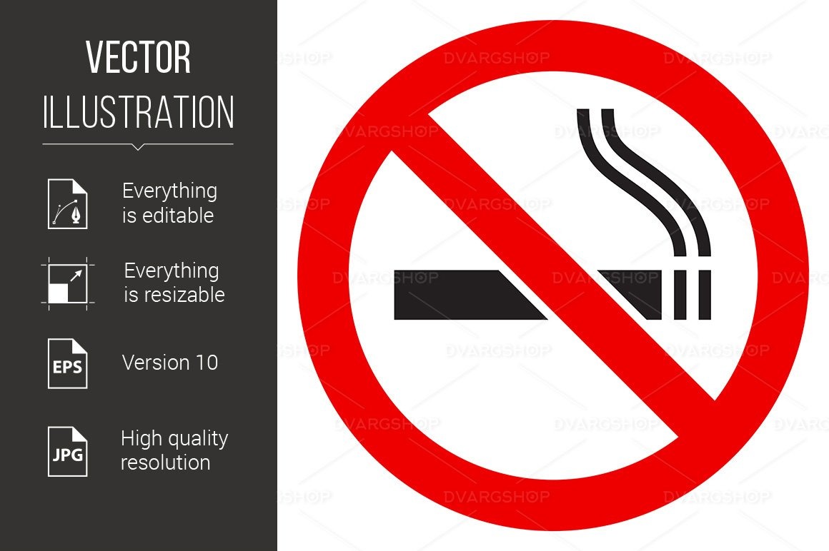 The Simple Sign No Smoking - Vector Image - TemplateMonster