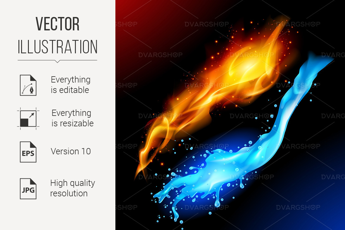 Fire and Water - Vector Image #116262 - TemplateMonster