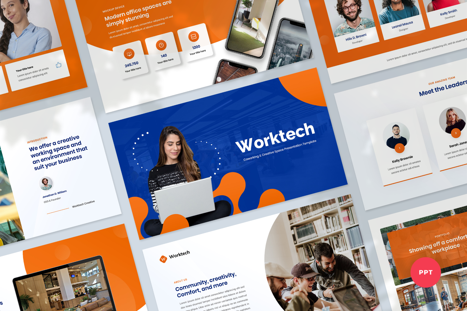 Coworking and Creative Space Presentation PowerPoint template