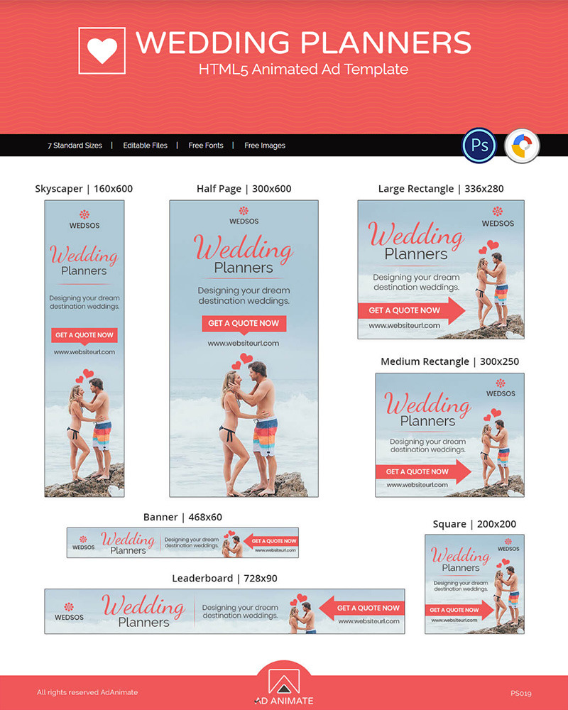 Wedding Planner Ads Animated Banner #117208 - TemplateMonster
