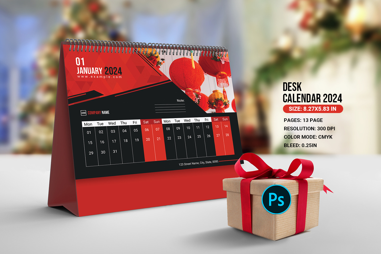 Printable Desk Calendar Template 2024 - TemplateMonster