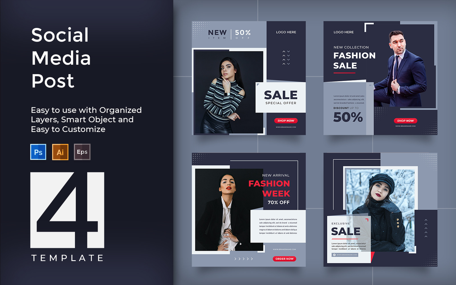 Blue - Modern Social Media Post Promotion - Corporate Identity Template