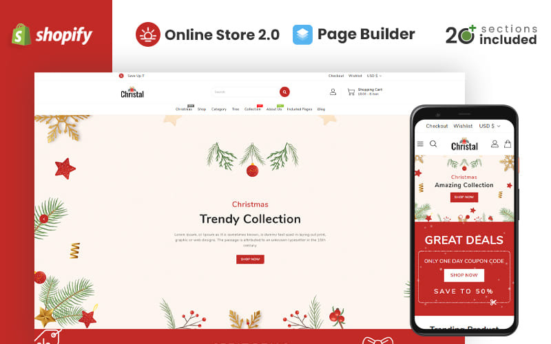 Christal Christmas Store Shopify Theme - TemplateMonster