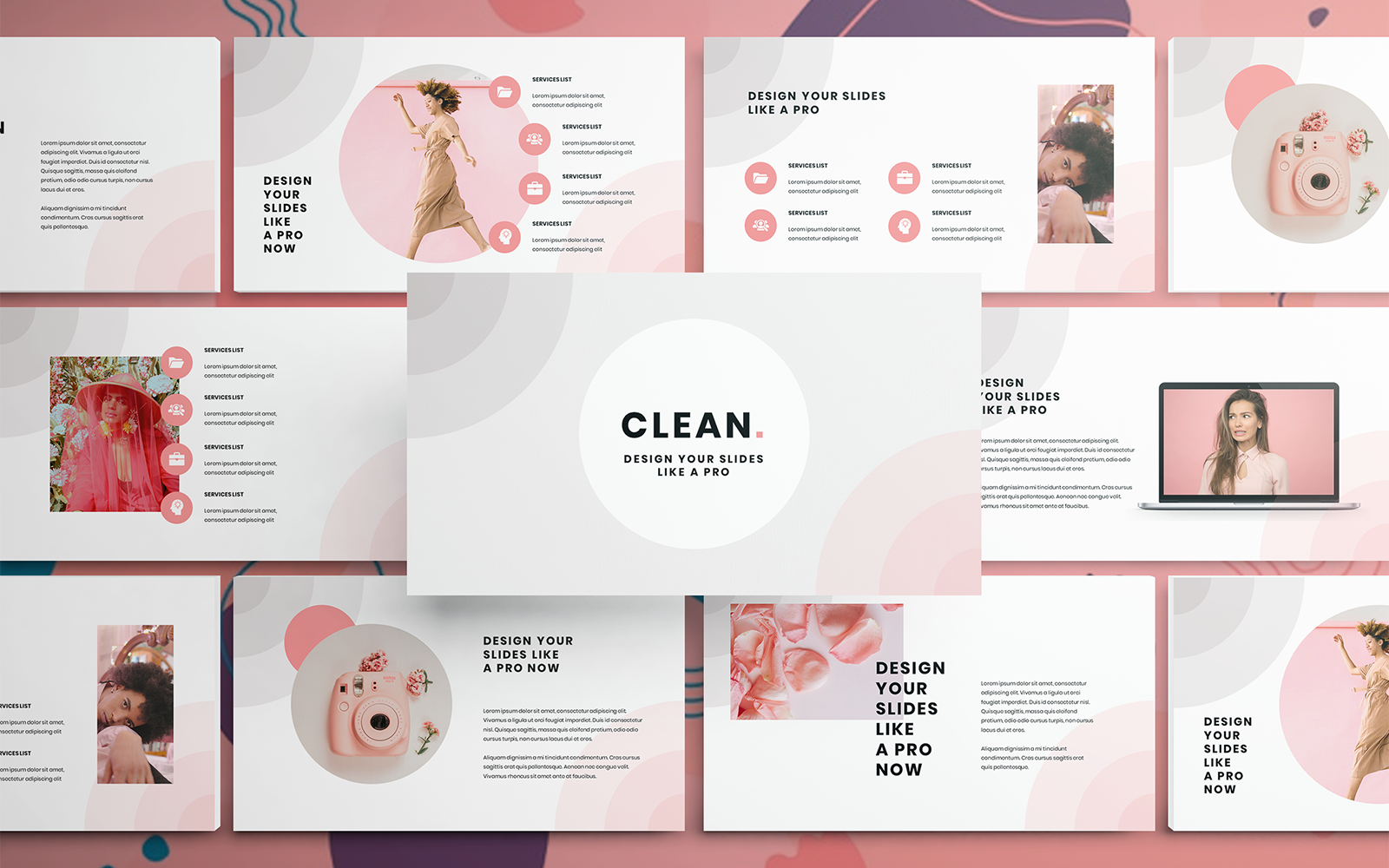 Professionelle rosa PowerPoint-Vorlage - TemplateMonster