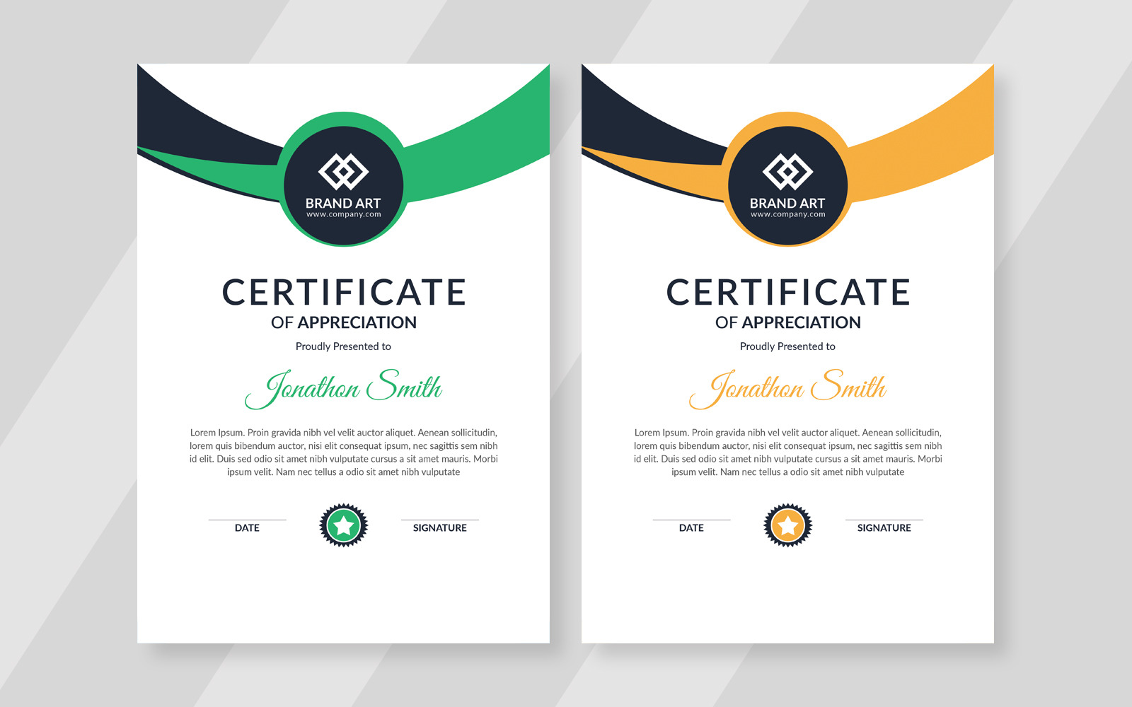 Modern Corporate Award Certificate Template - TemplateMonster