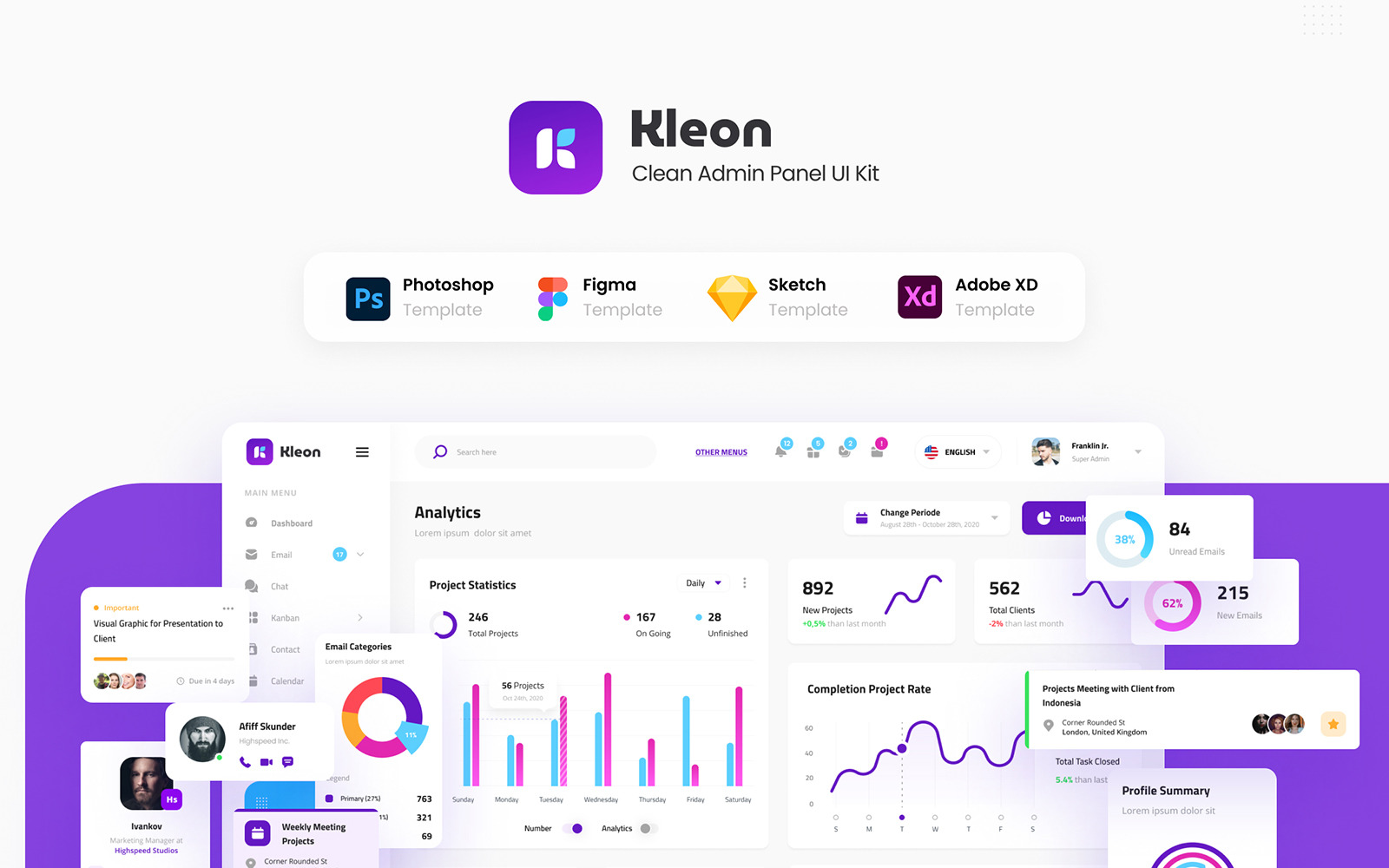 Kleon - Clean Admin Panel Dashboard UI Template