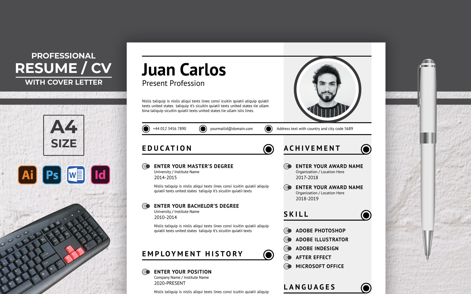 Juan Carlos Clean CV Resume Template - TemplateMonster