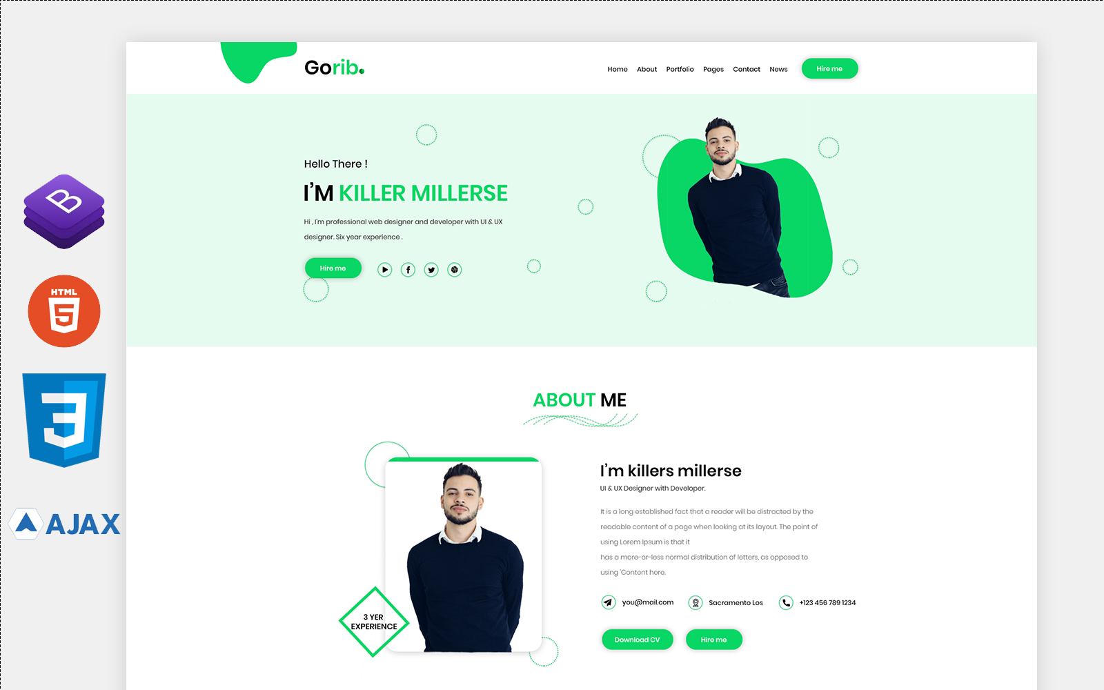 Personal portfolio html5 landing page ,Boostrap4 landing page ...