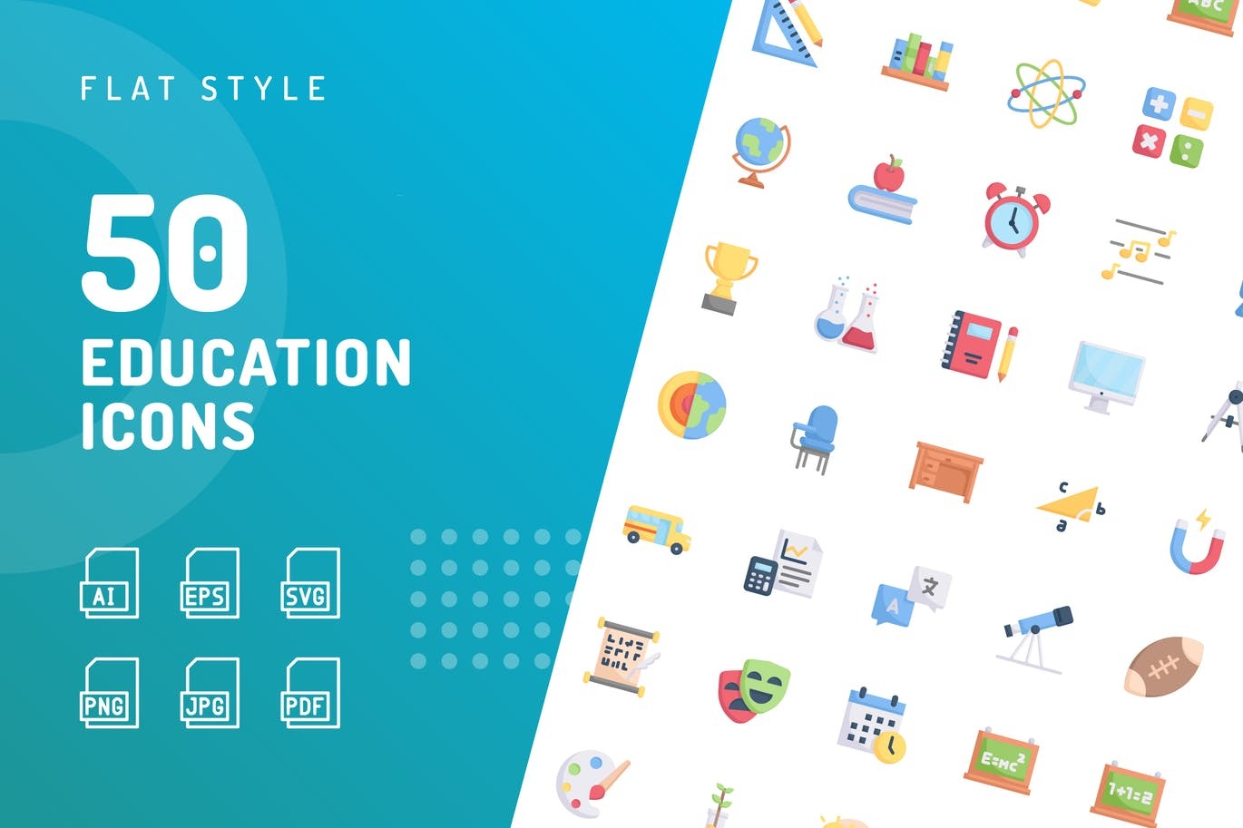 Education Flat Icon Set #123336 - TemplateMonster