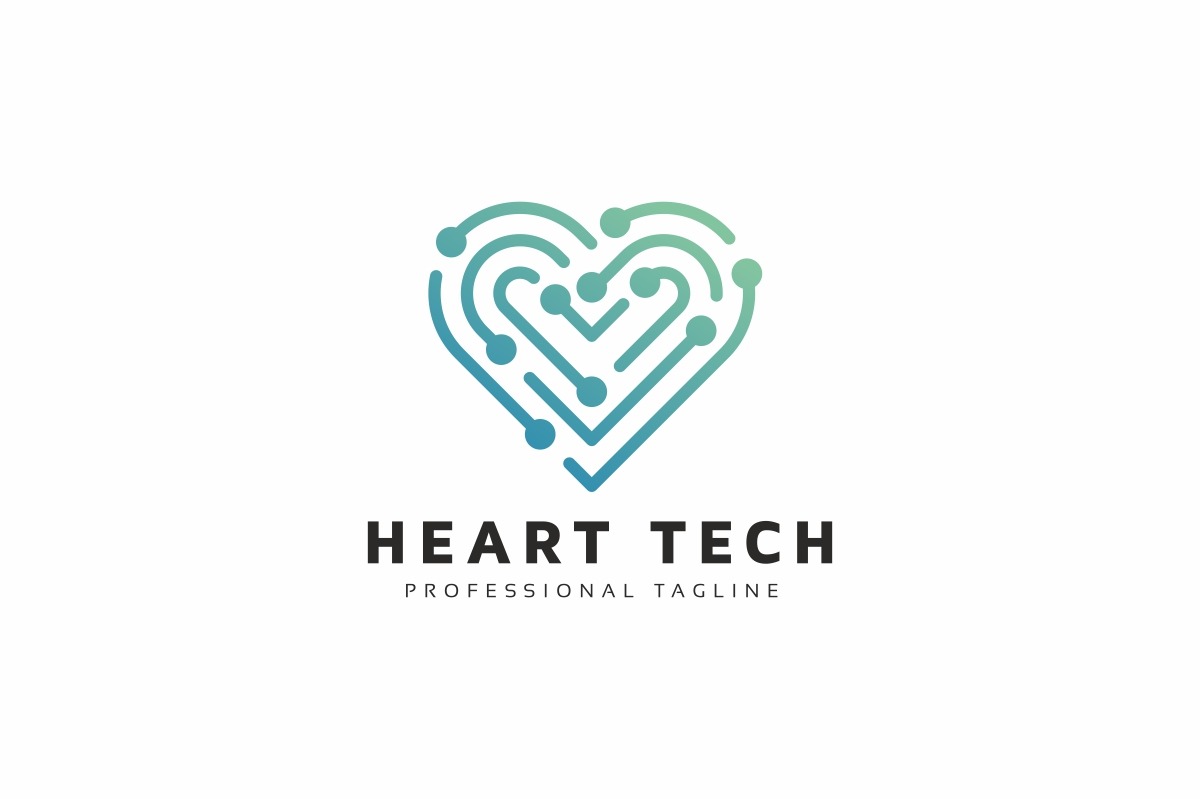 Heart Tech Logo Template #124246 - TemplateMonster