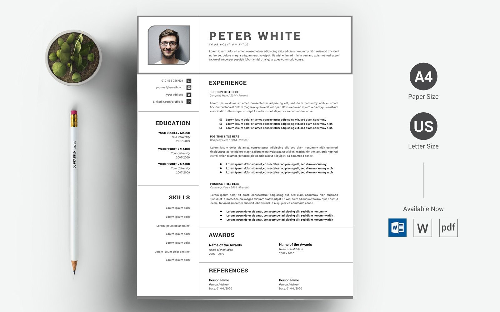 Peter White - CV Resume Template #124499 - TemplateMonster