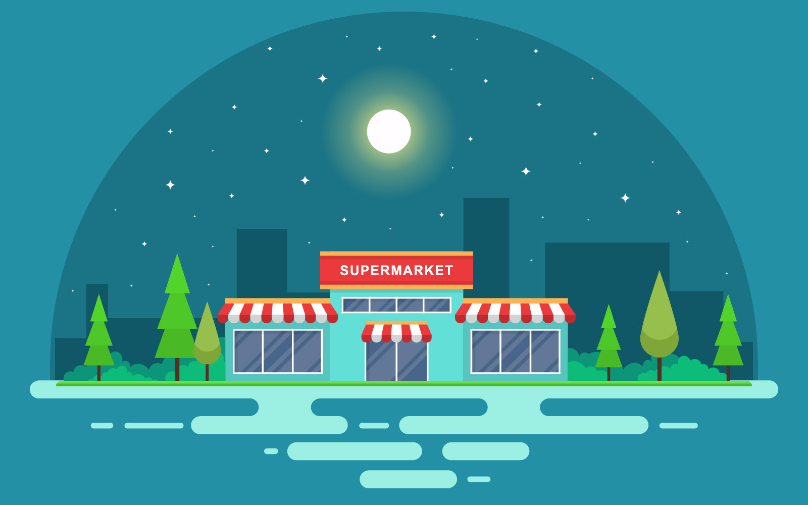 Exterior Mall City - Illustration #124940 - TemplateMonster