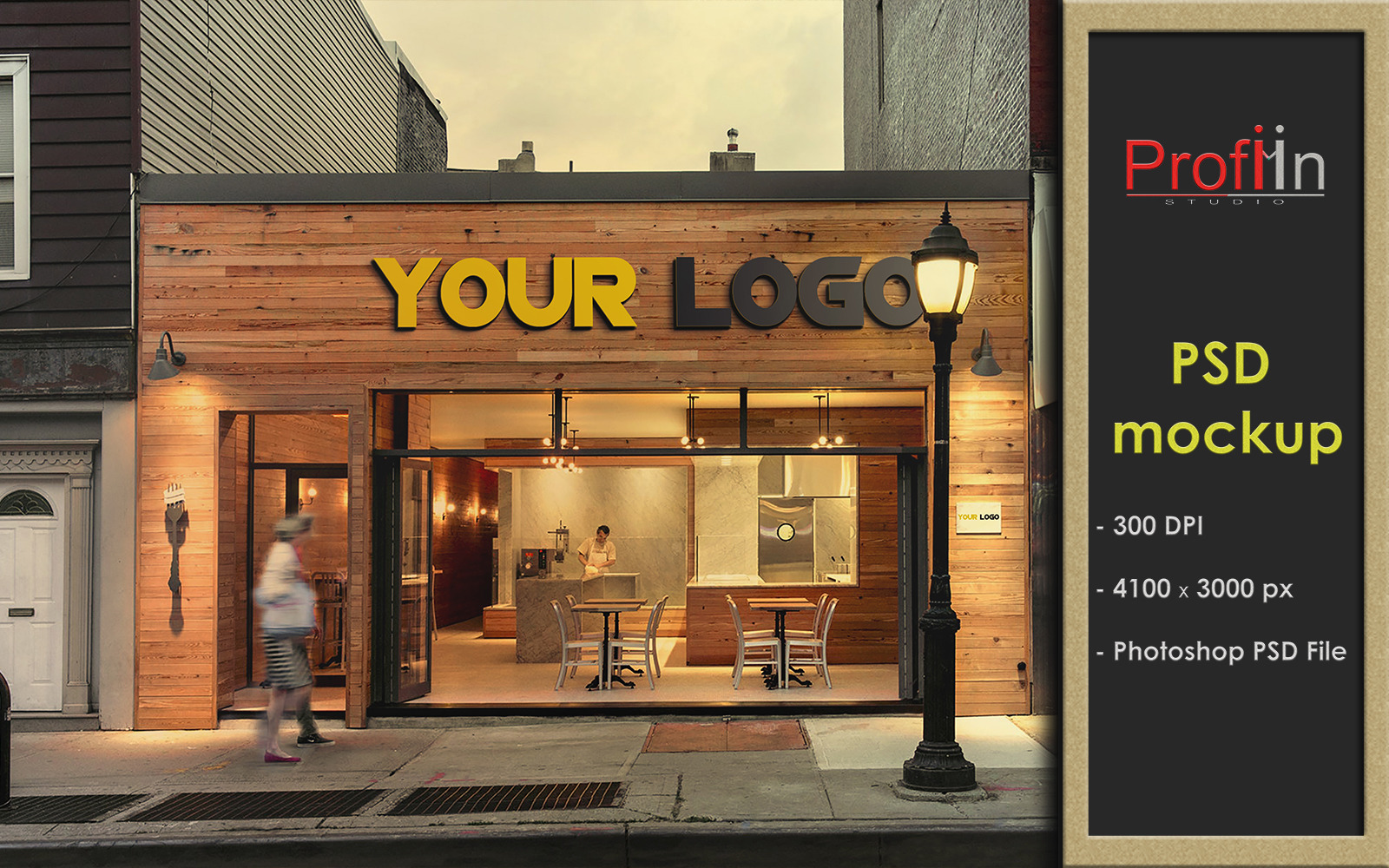 3D cafe sign product mockup #125045 - TemplateMonster