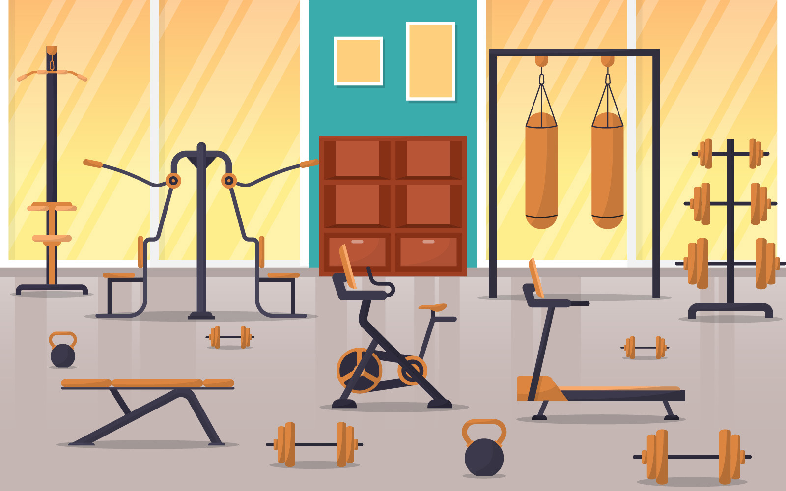 Gym Center Interior - Illustration #125233 - TemplateMonster