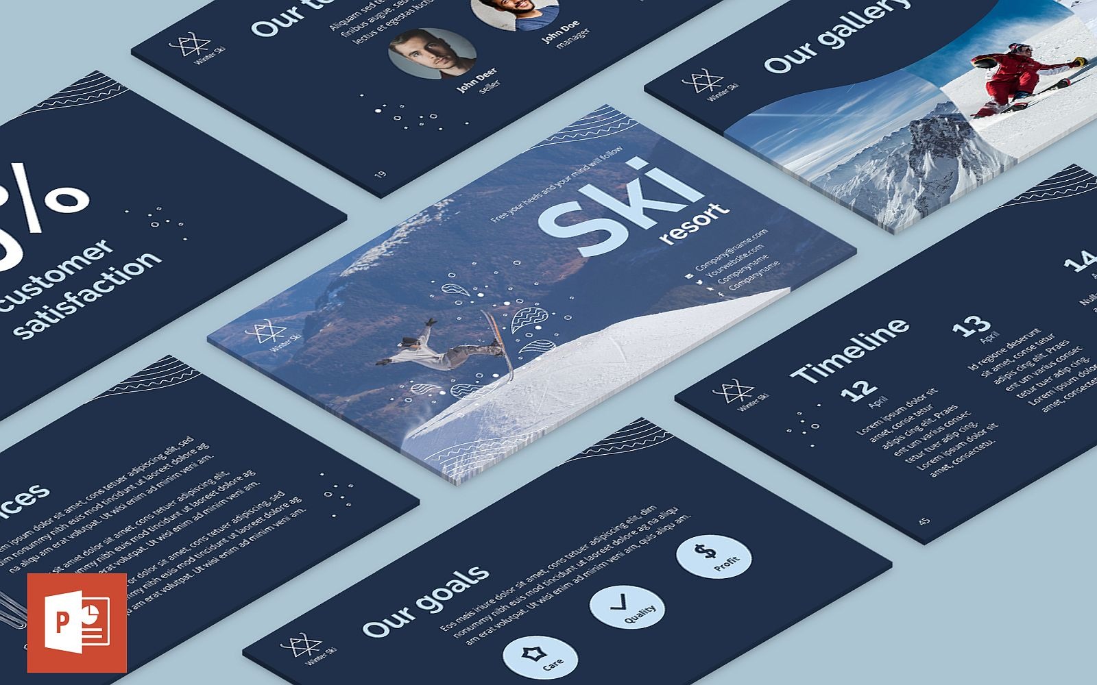 Ski Resort Presentation PowerPoint template - TemplateMonster