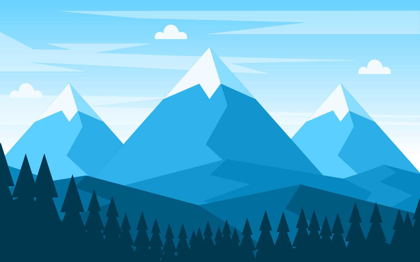 Simple Mountain Scene - Illustration - TemplateMonster