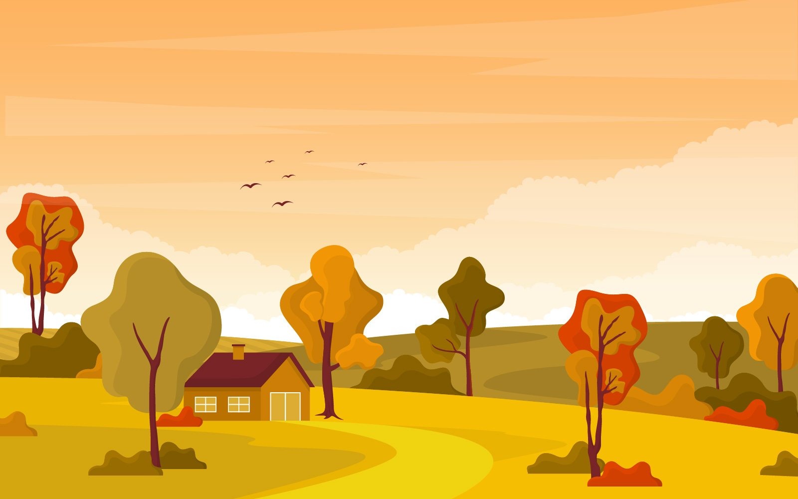 Autumn Fall Landscape - Illustration - TemplateMonster