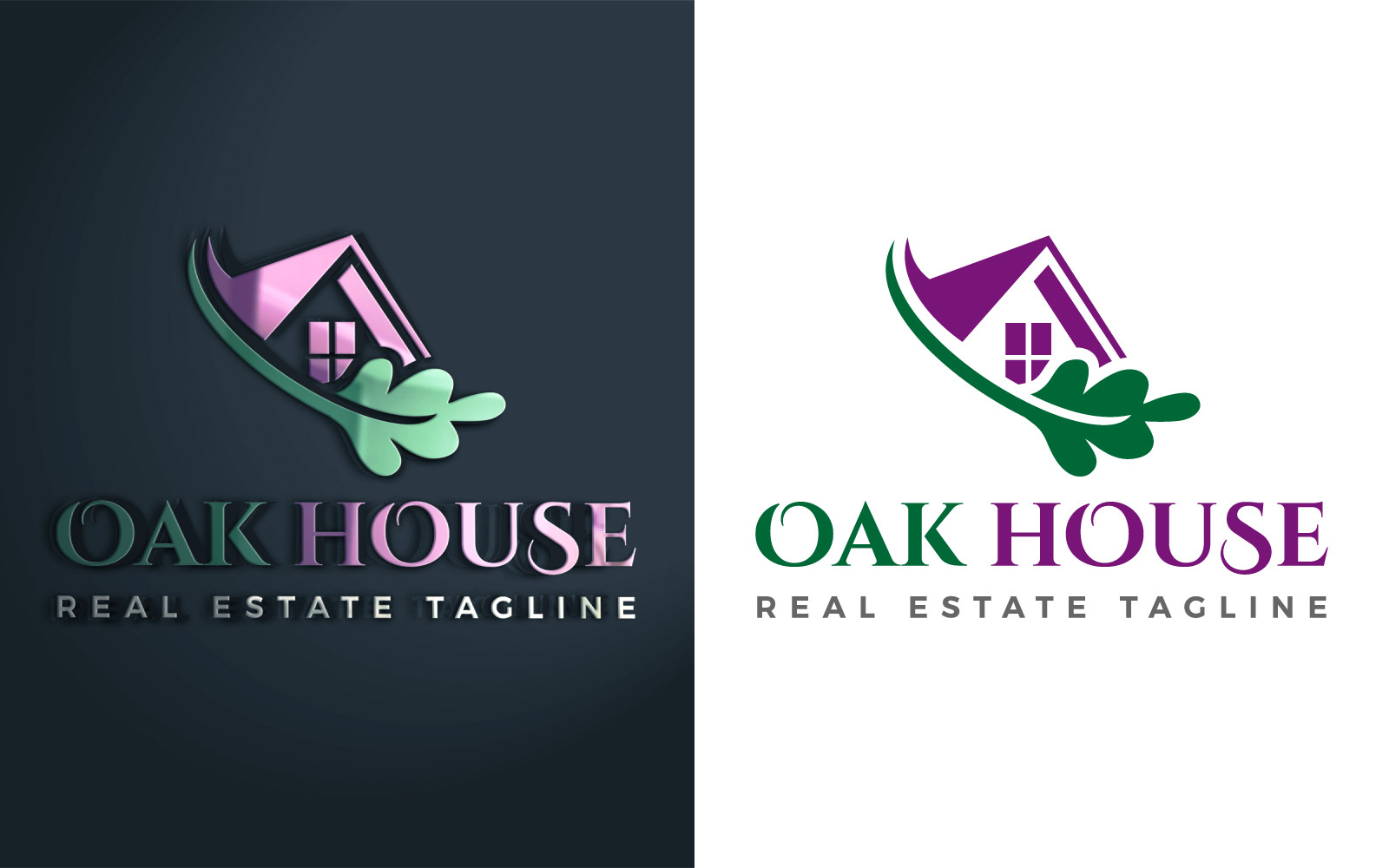 Oak House Green Real Estate Logo Template - TemplateMonster