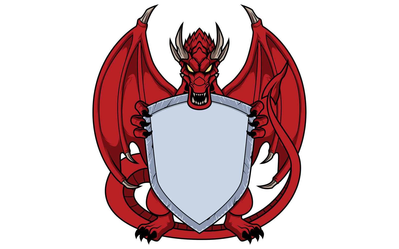 Dragon tenant le bouclier - illustration - TemplateMonster