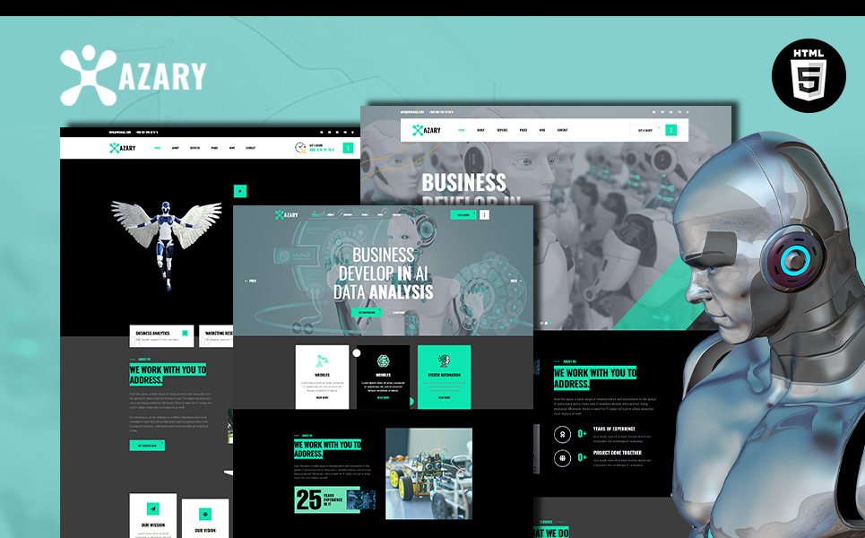 Azary - Robot Website Template #144036 - TemplateMonster
