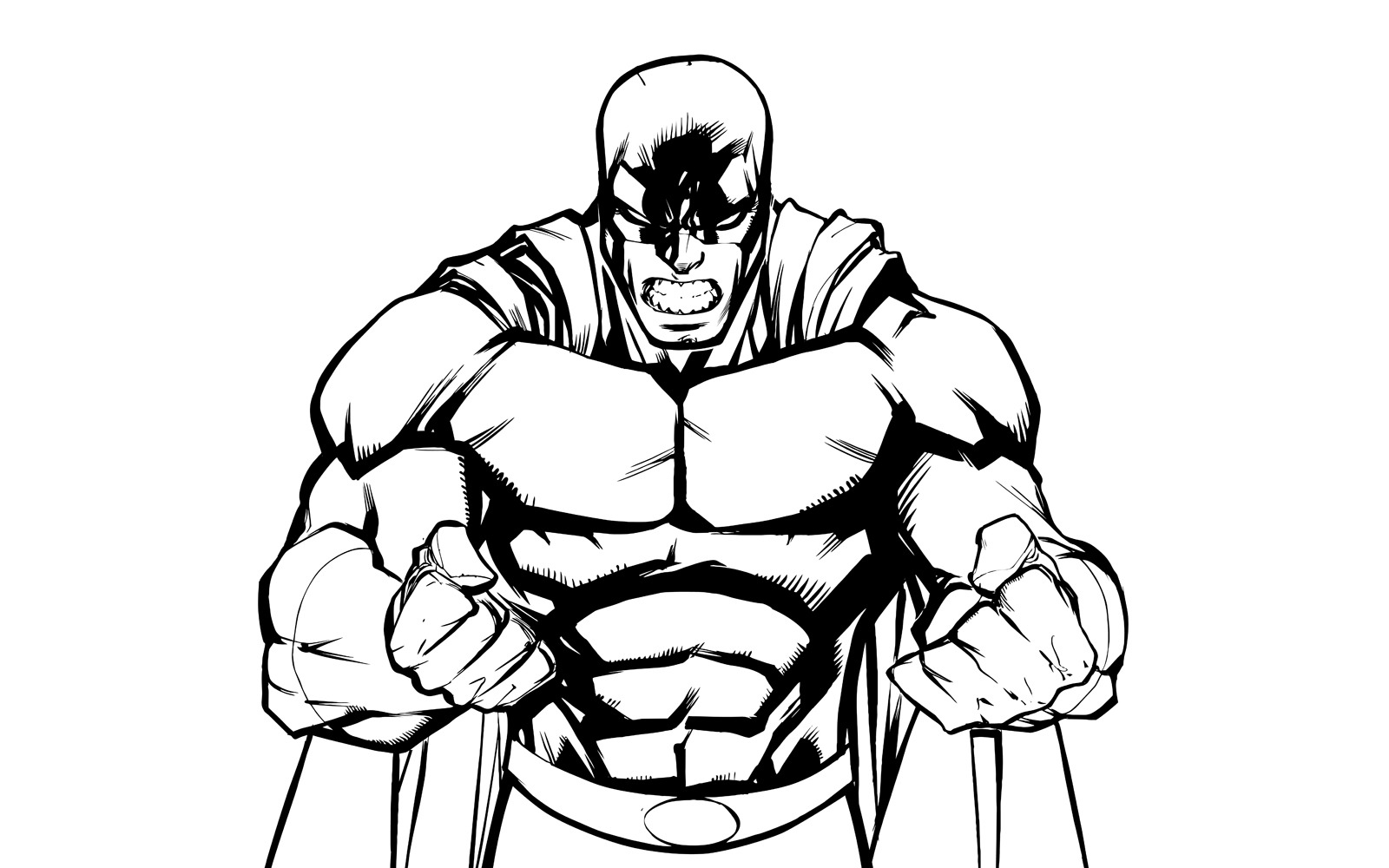 Raging Superhero Line Art - Illustration - TemplateMonster