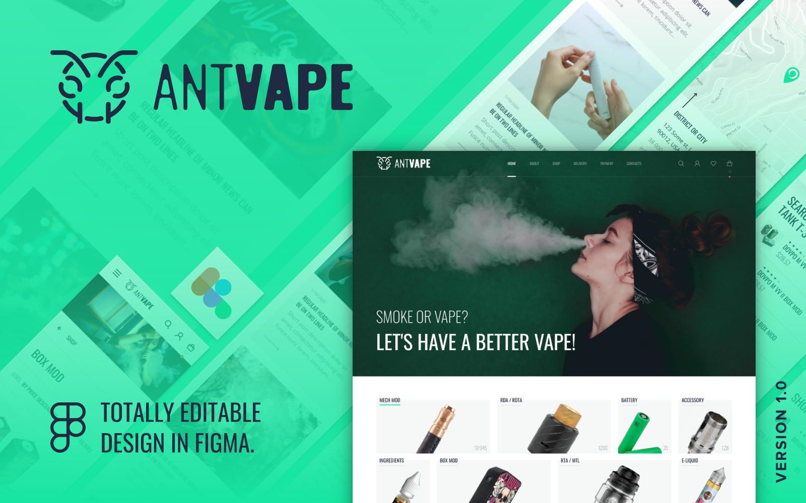 AntVape — Vape Shop UI Template #145716 - TemplateMonster