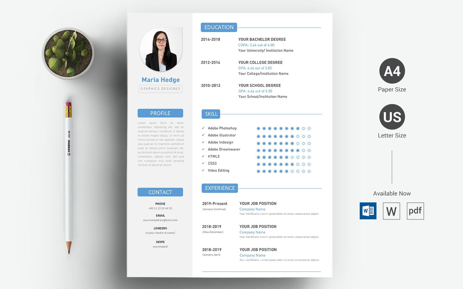 Maria Hedge – CV Resume Template #146023 - TemplateMonster