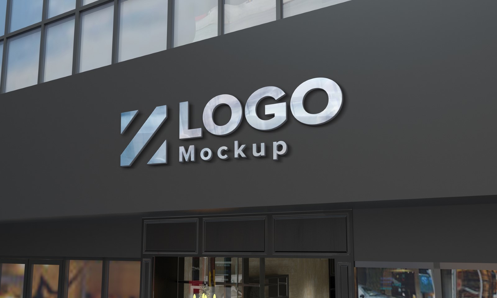 Steel Logo Mockup Store Sign Elegant product mockup