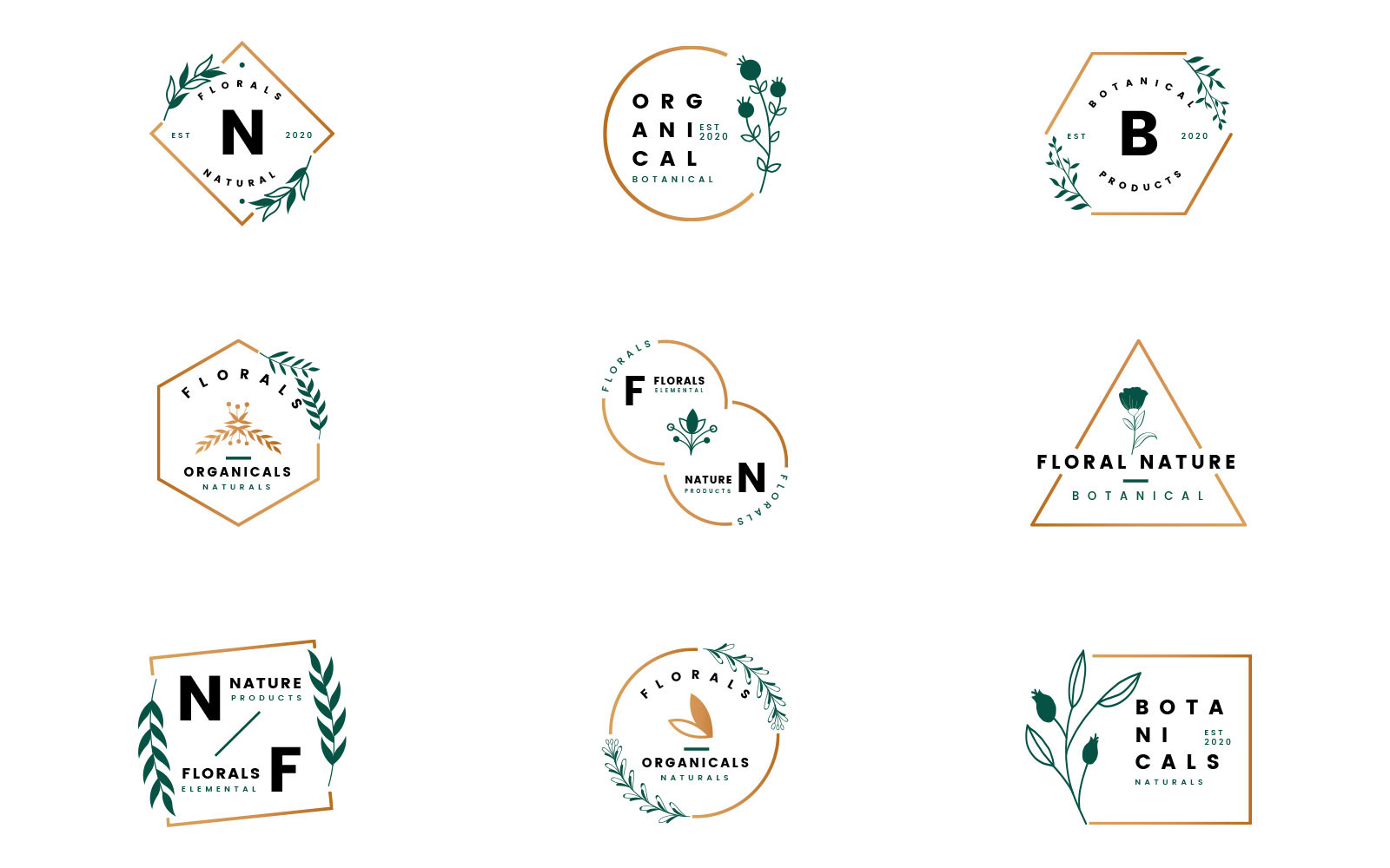 Botanical Logo Frames - Illustration - TemplateMonster
