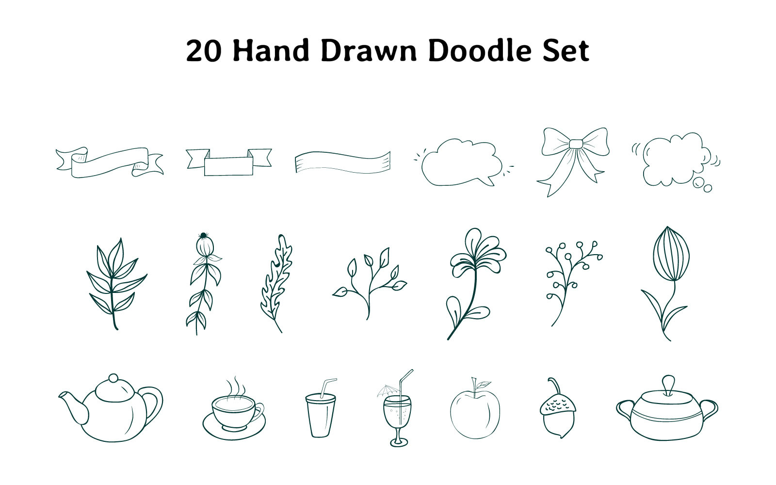 Hand Drawn Doodle Set - Illustration - TemplateMonster