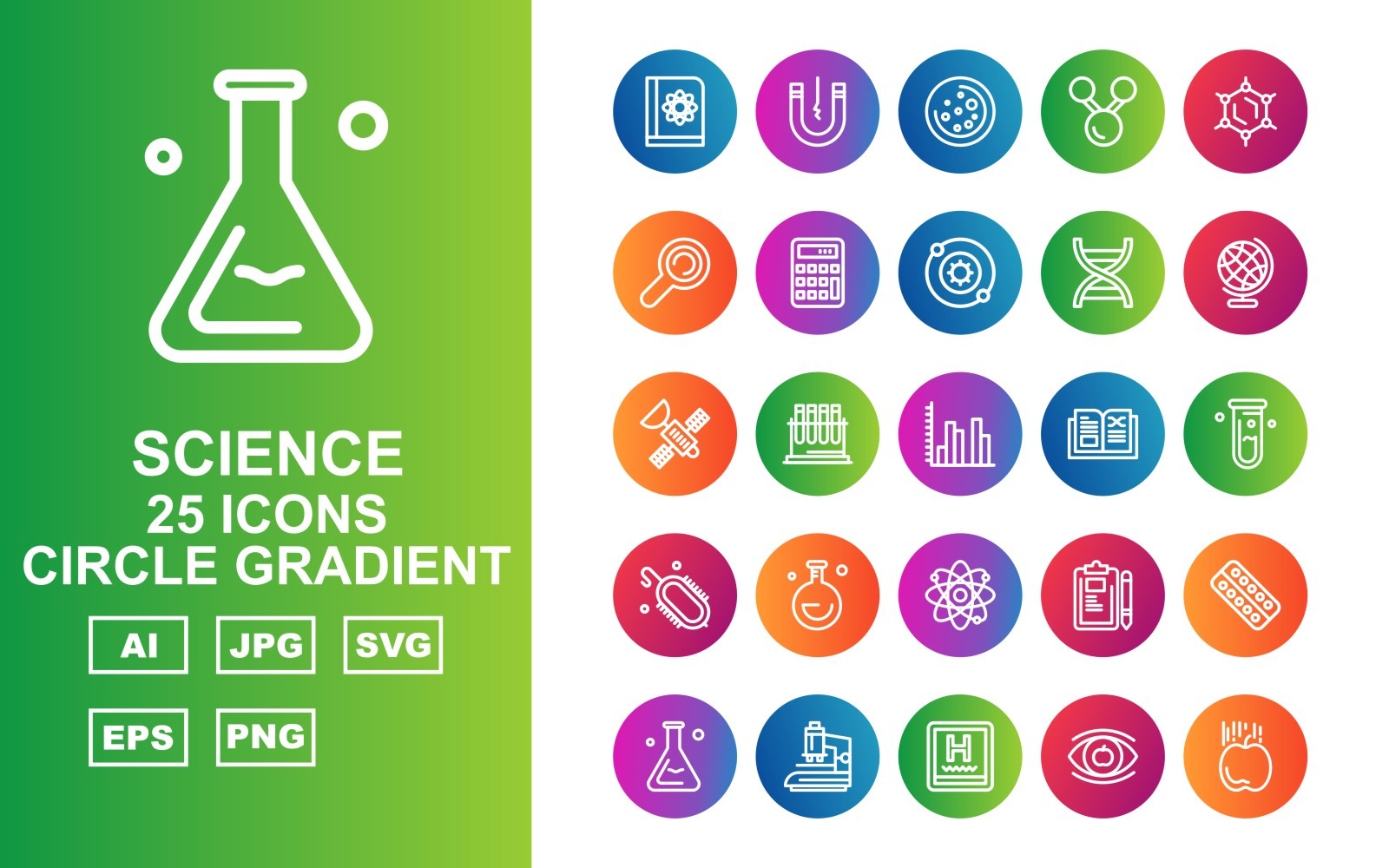 25 Premium Science Circle Gradient Iconset Template #155483