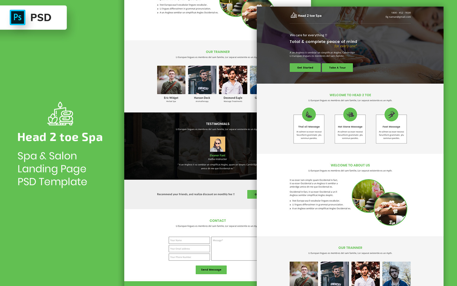 Spa & Salon Landing Page Template UI Elements